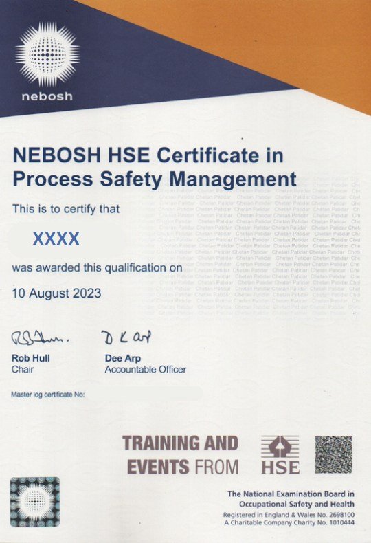 NEBOSH PSM(Process Safety Management) Course